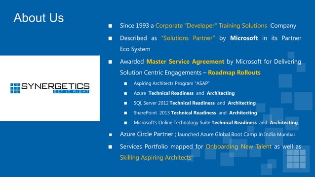 Synergetics India Corporate Presentation | PPT