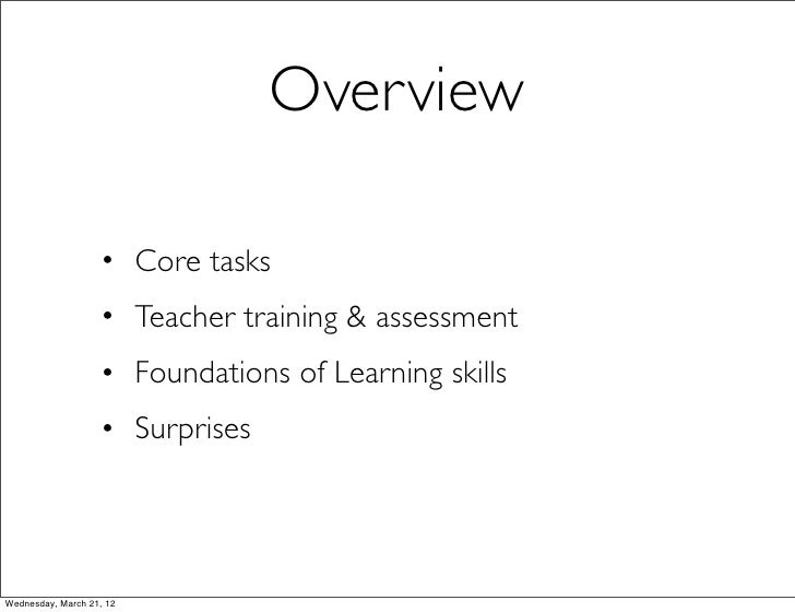 Core Tasks & Teacher Training
