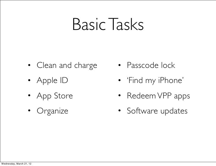 Core Tasks & Teacher Training