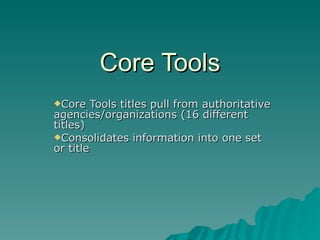 Core Tools Intro Storyboard | PPT
