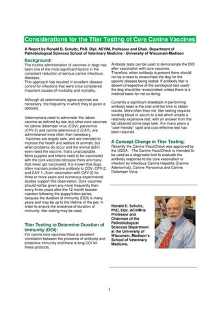 Consideration for the Titer Testing of Core Canine Vaccines | PDF
