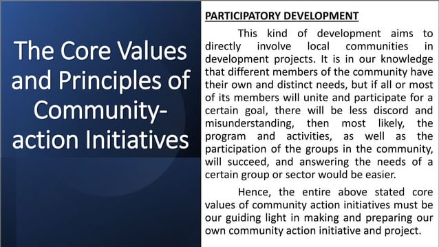 Core Values and Principles of Community Action Initiatives.pdf | Family and Relationships