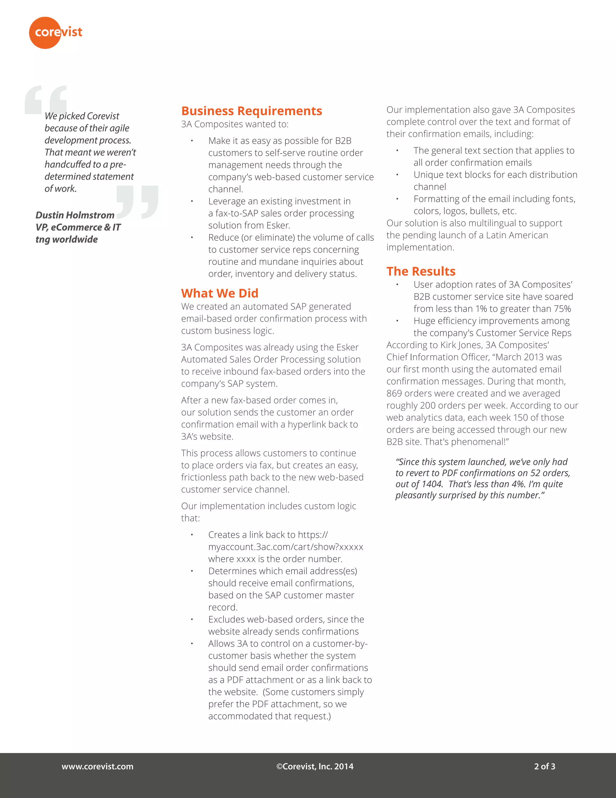 Corevist Case Study--3A Composites | PDF