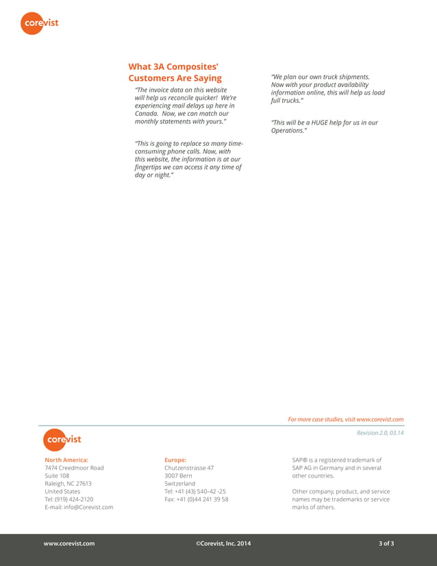 Corevist Case Study--3A Composites | PDF