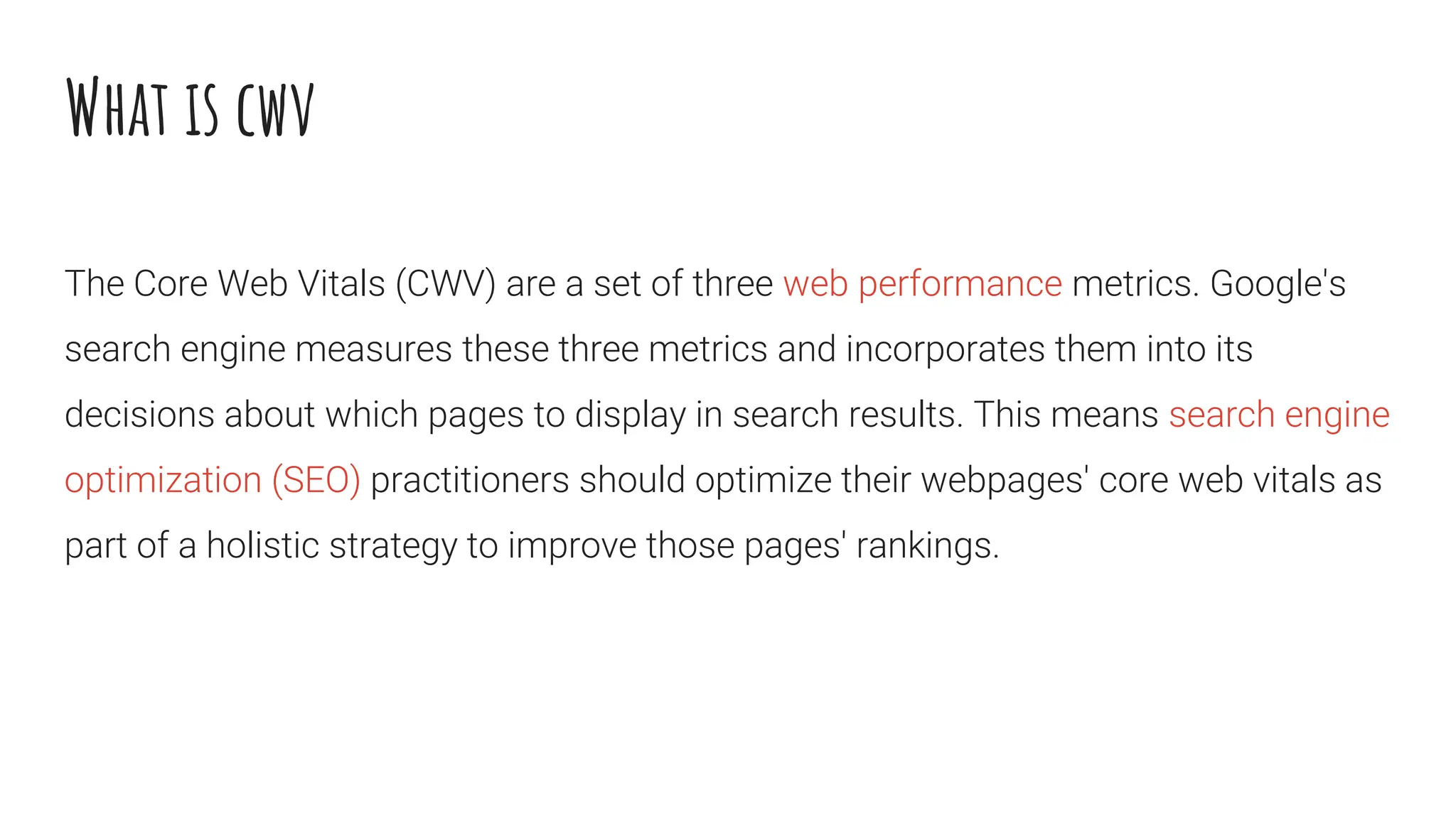 Core web vitals in search engine optimization | PPT