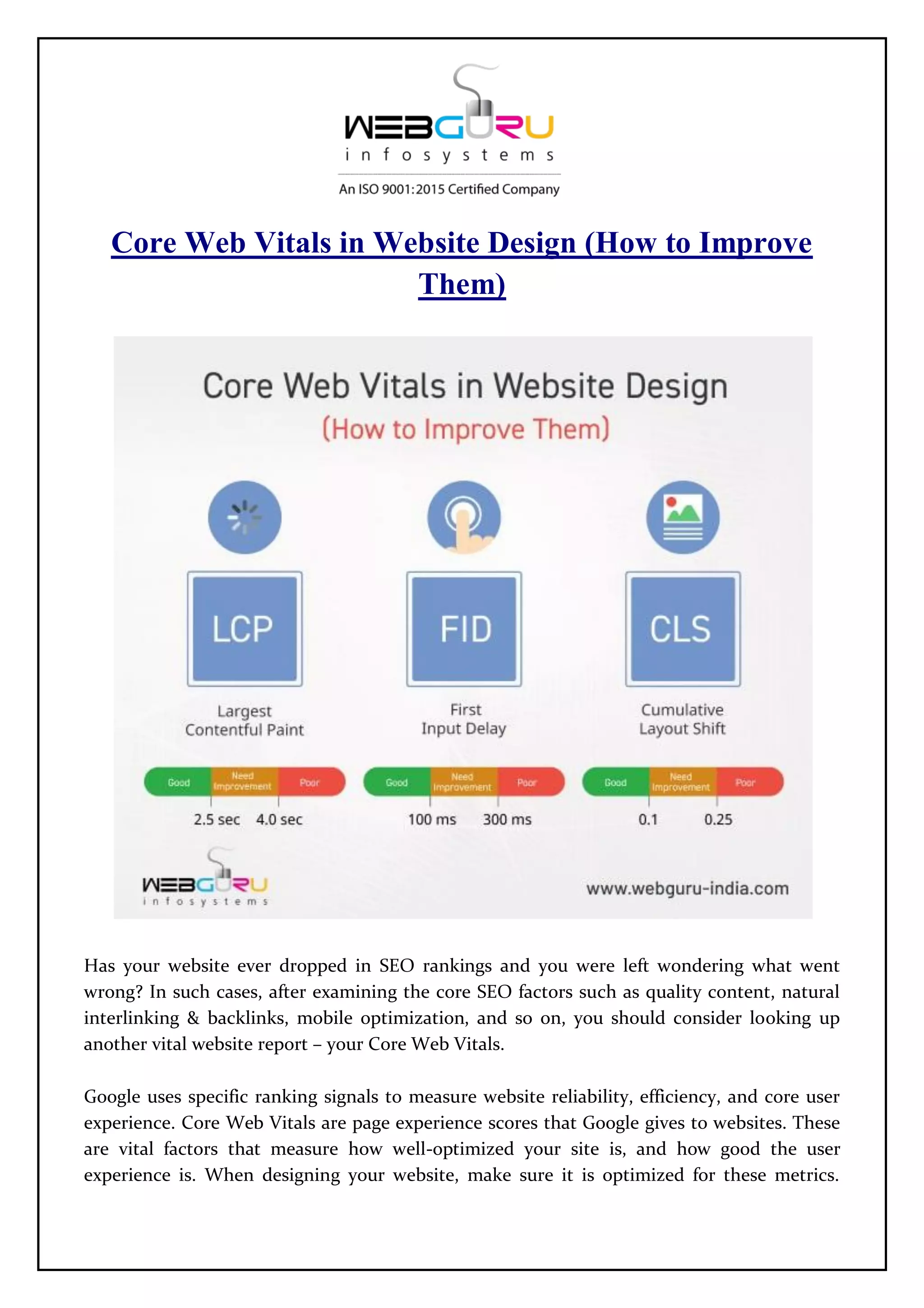 Core Web Vitals in Website Design.pdf | Web Development | Internet