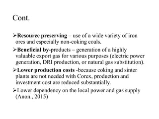 Corex Iron Reduction Process | PPTX