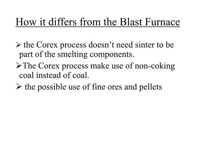 Corex Iron Reduction Process | PPTX