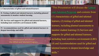 Gifted and Talented Program W2_PPT_mte512_8-12-2019 | PPT | Free Download