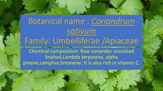 health benefits of Coriander | PPTX