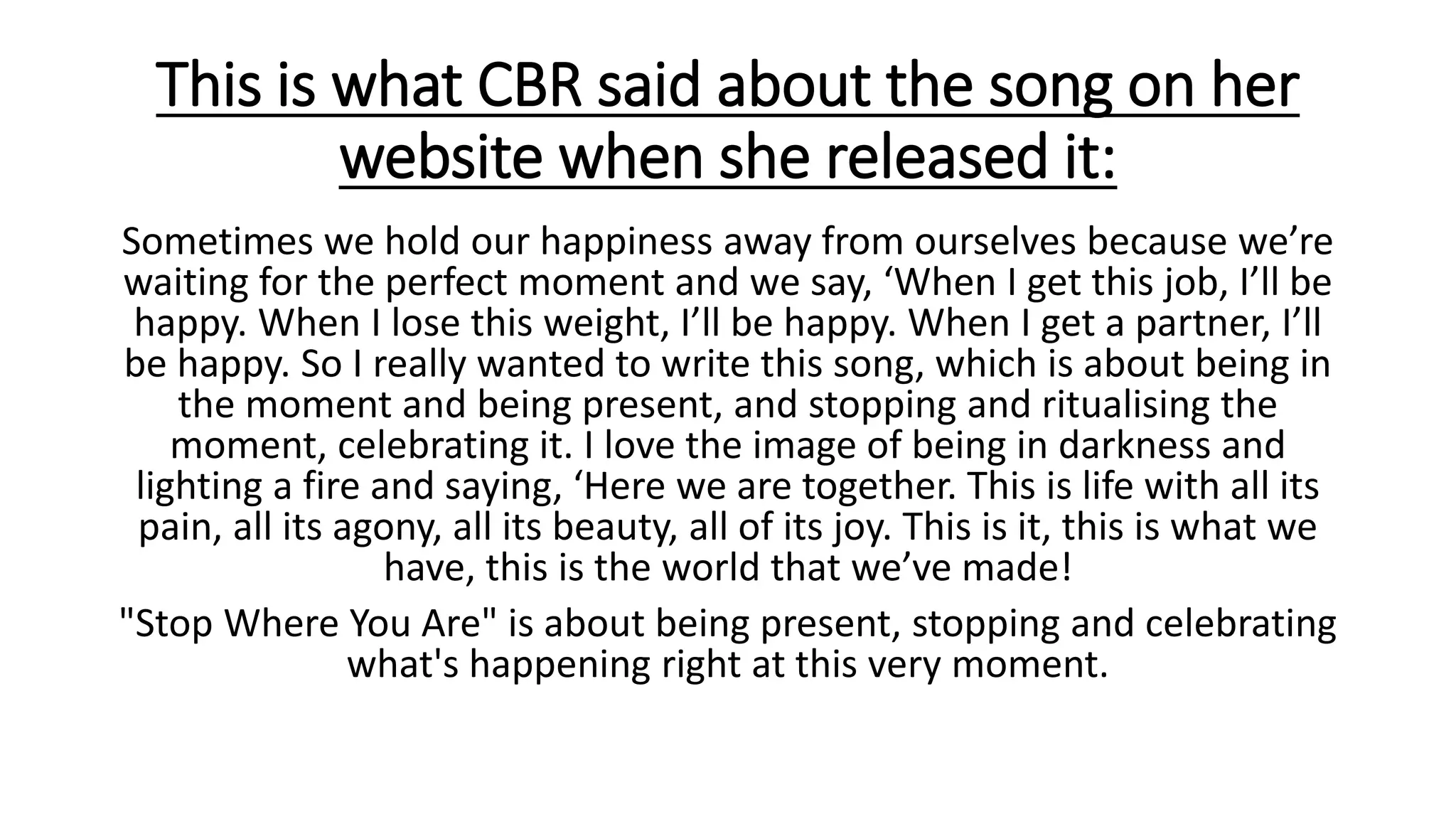 Corinne Bailey Rae - Stop Where You Are | PPTX