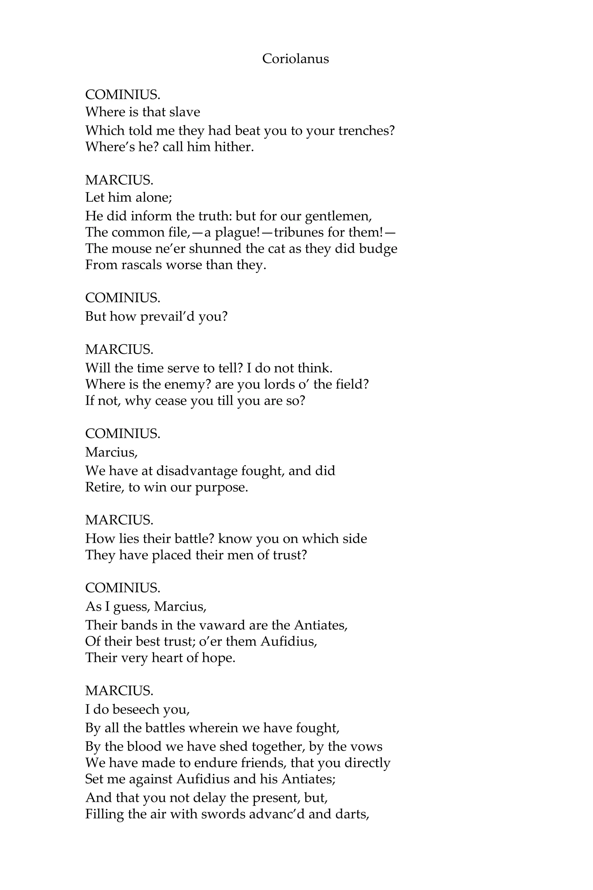 Coriolanus by william shakespeare | PDF