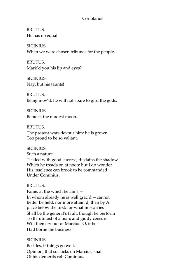 Coriolanus by william shakespeare | PDF