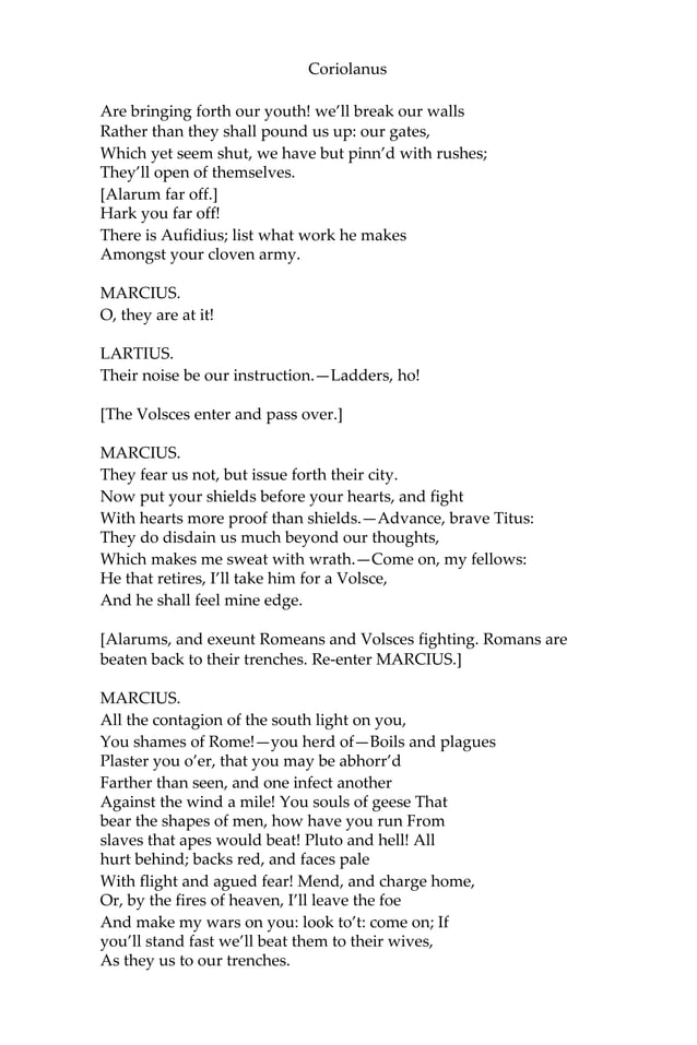 Coriolanus by william shakespeare | PDF