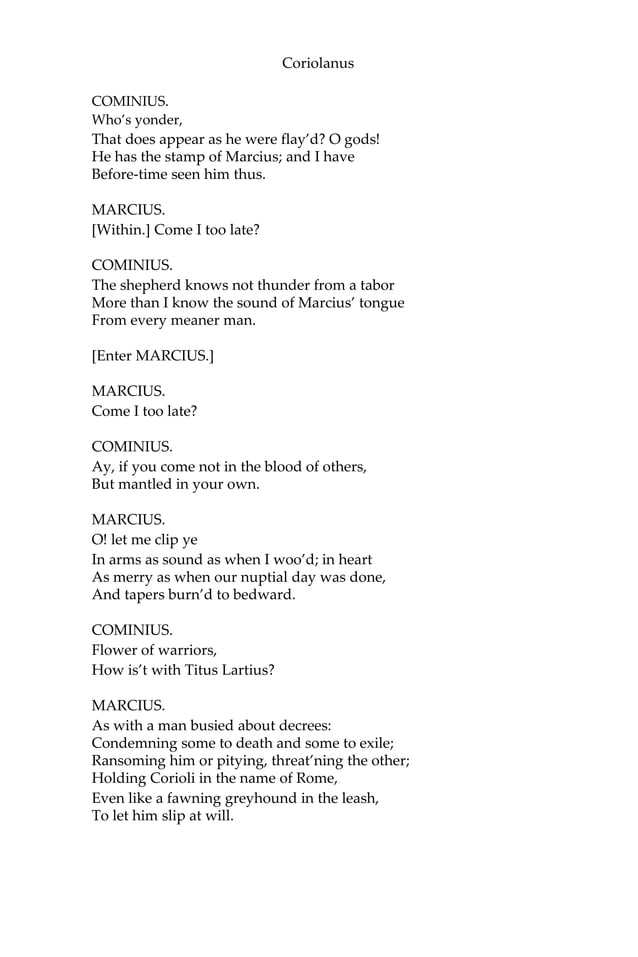 Coriolanus by william shakespeare | PDF