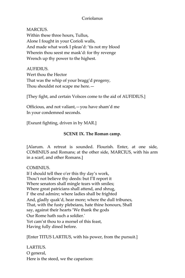 Coriolanus by william shakespeare | PDF