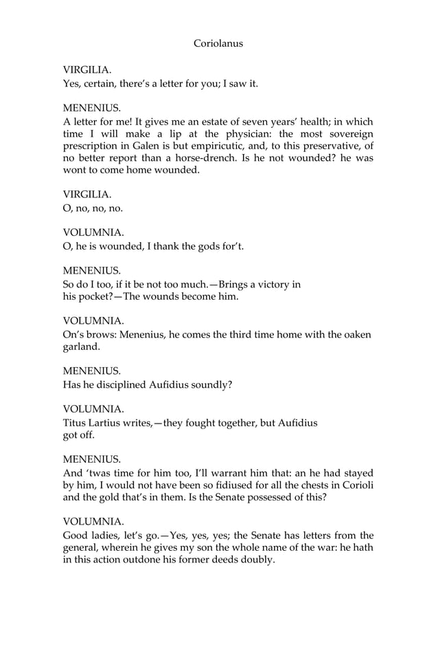 Coriolanus by william shakespeare | PDF