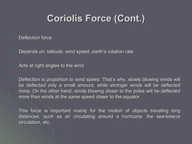 Coriolis force and winds of the atmosphere -Climatology Chapter | PPT ...