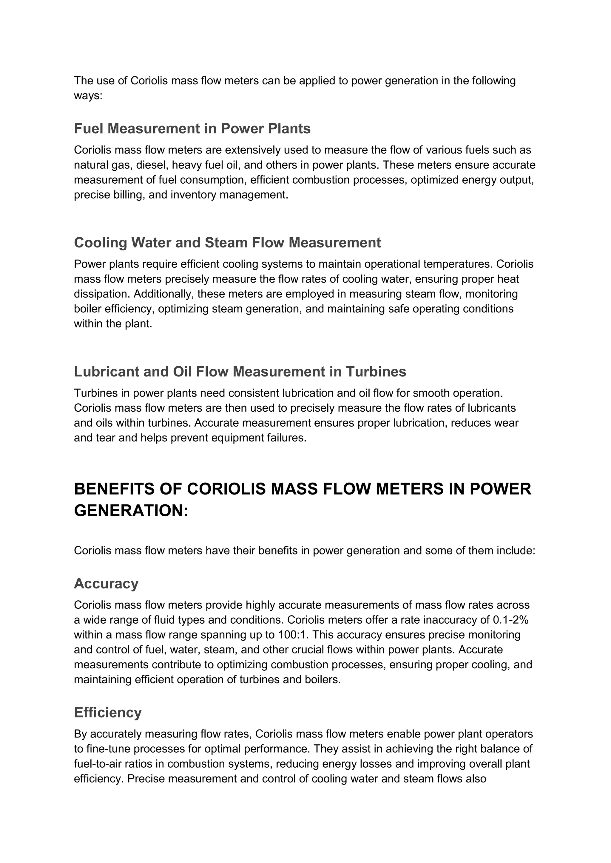 coriolis mass flow meter for Power Generation | DOCX
