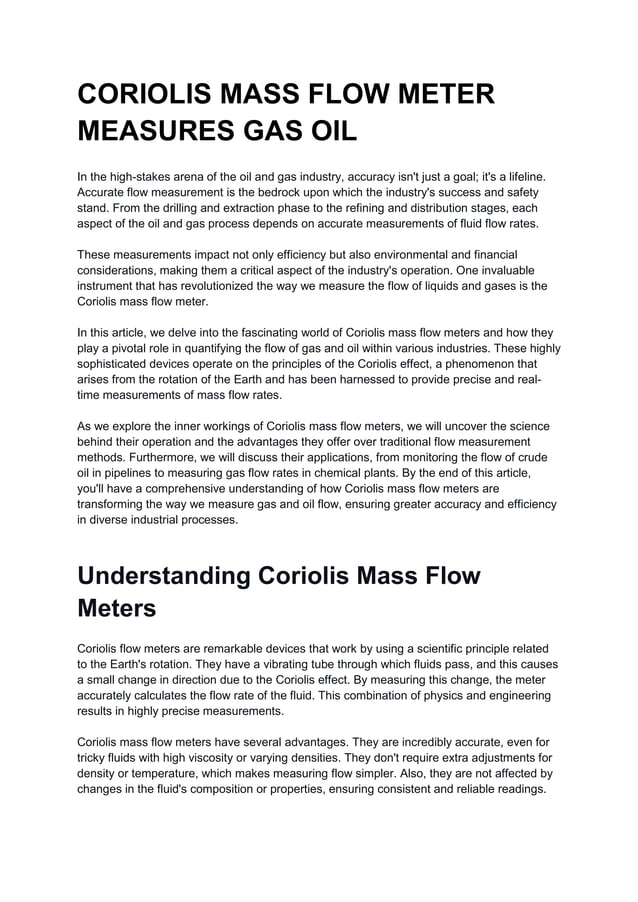 CORIOLIS MASS FLOW METER MEASURES GAS OIL.docx