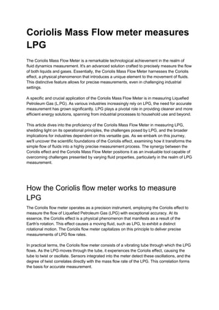 Coriolis Mass Flow meter measures LPG (1).docx | Physics | Science