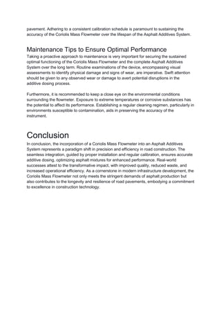 Coriolis mass flowmeter on an asphalt additives system | DOCX