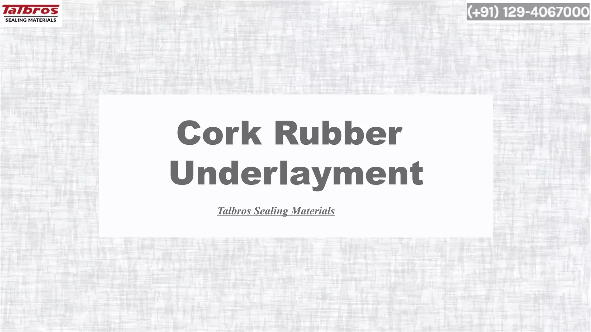 Cork rubber underlayment | PDF
