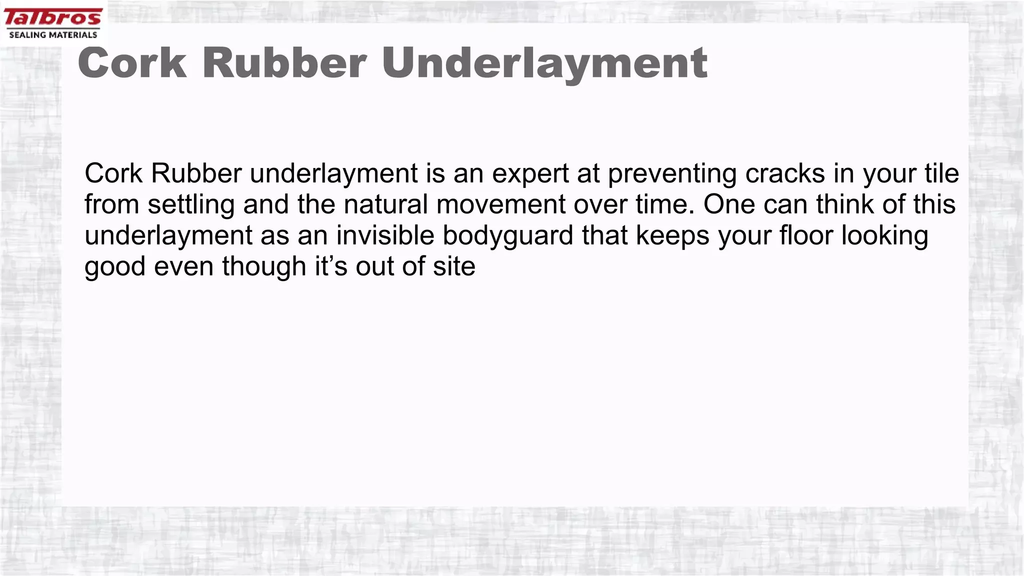 Cork rubber underlayment | PDF