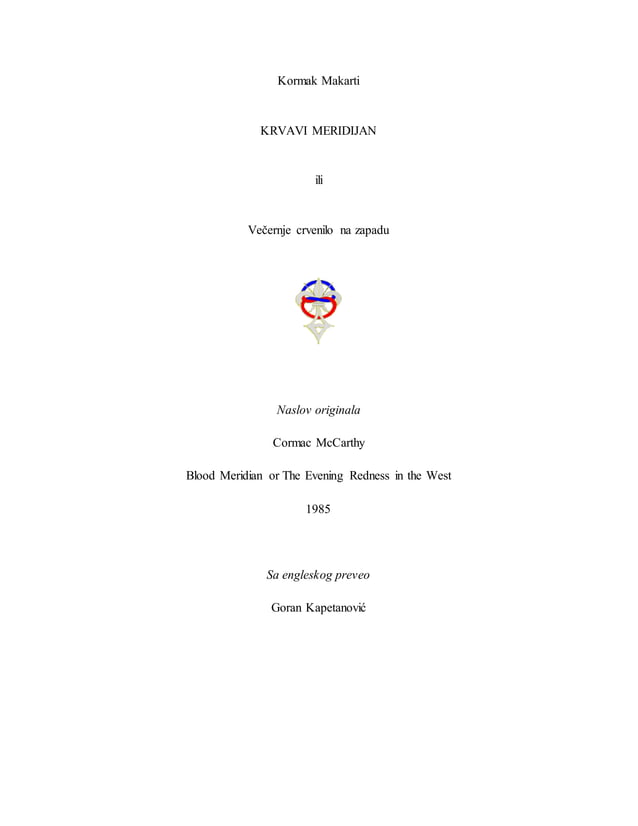 Cormac mc carthy krvavi meridijan | PDF