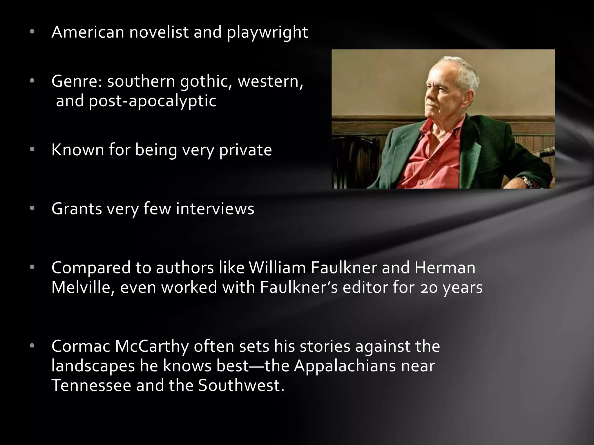 Cormac Mccarthy author presentation | PPTX