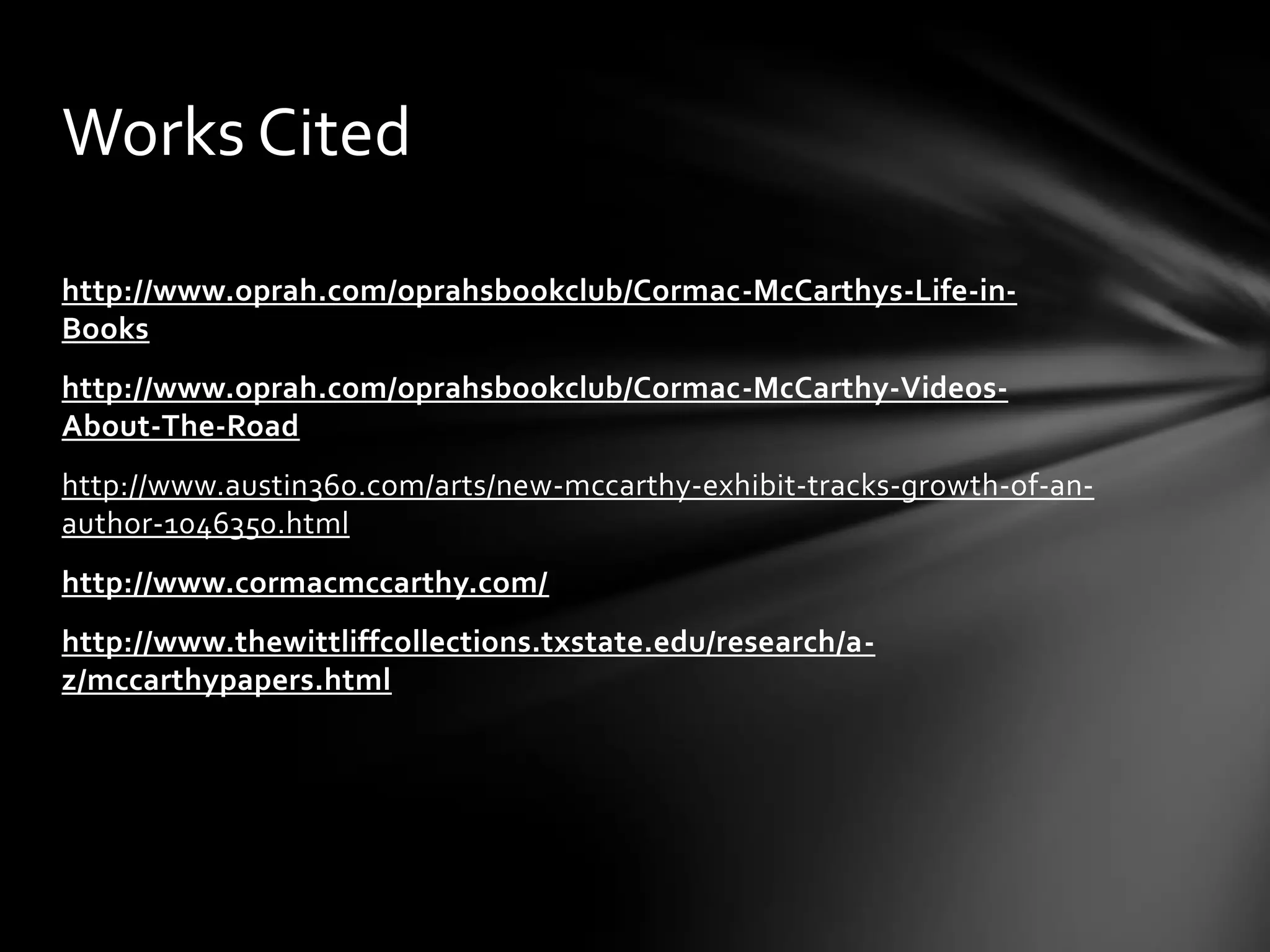 Cormac Mccarthy author presentation | PPTX