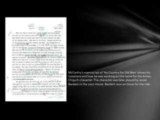 Cormac Mccarthy author presentation | PPTX