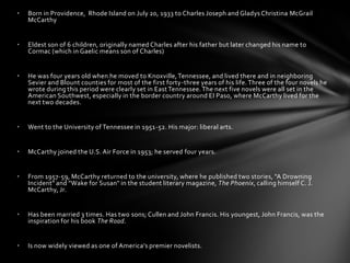 Cormac Mccarthy author presentation | PPTX