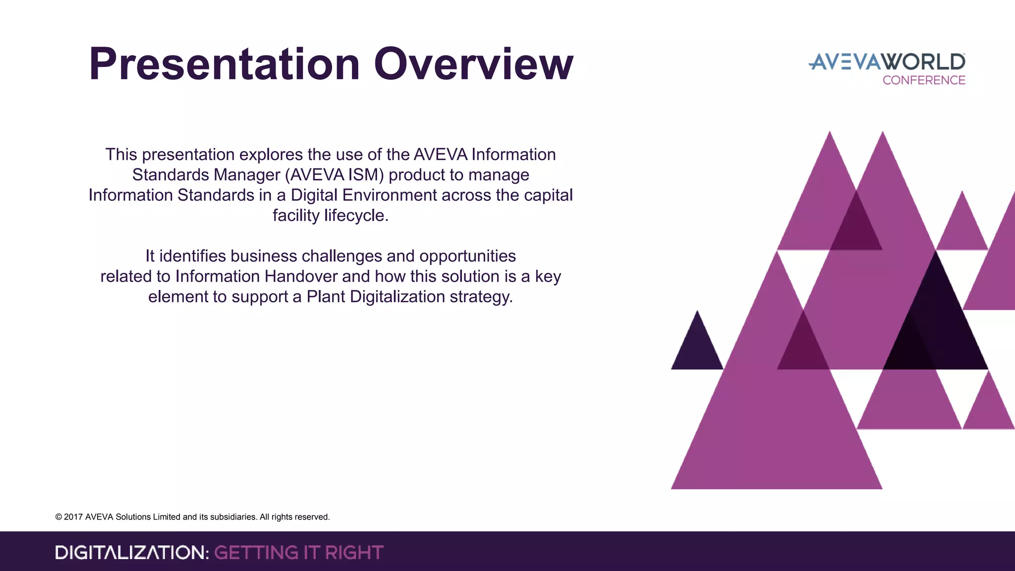 AVEVA World Conference NA - Cormac Ryan, AVEVA ISM | PDF