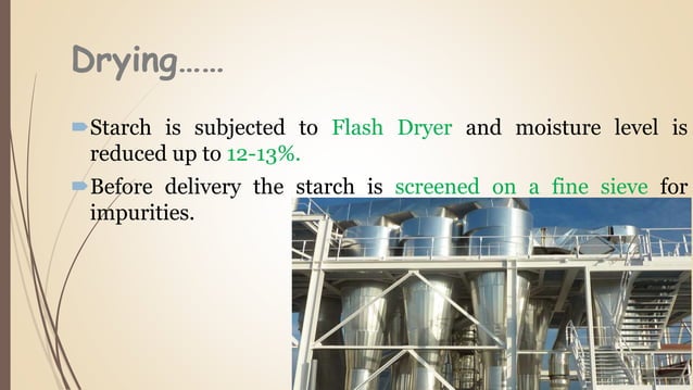 Starch manufacturing from Corn and Industrial Application | PPTX
