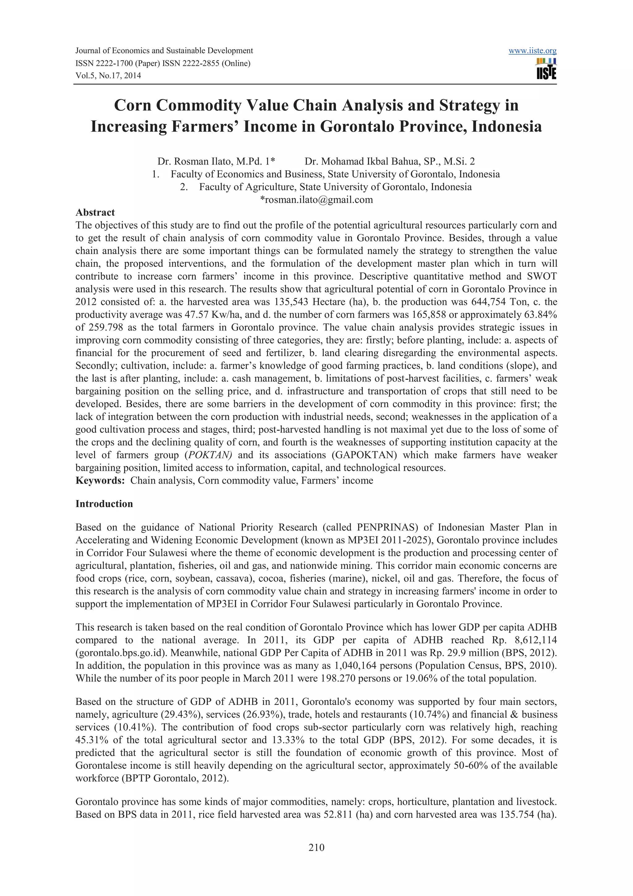Corn commodity value chain analysis and strategy in | PDF