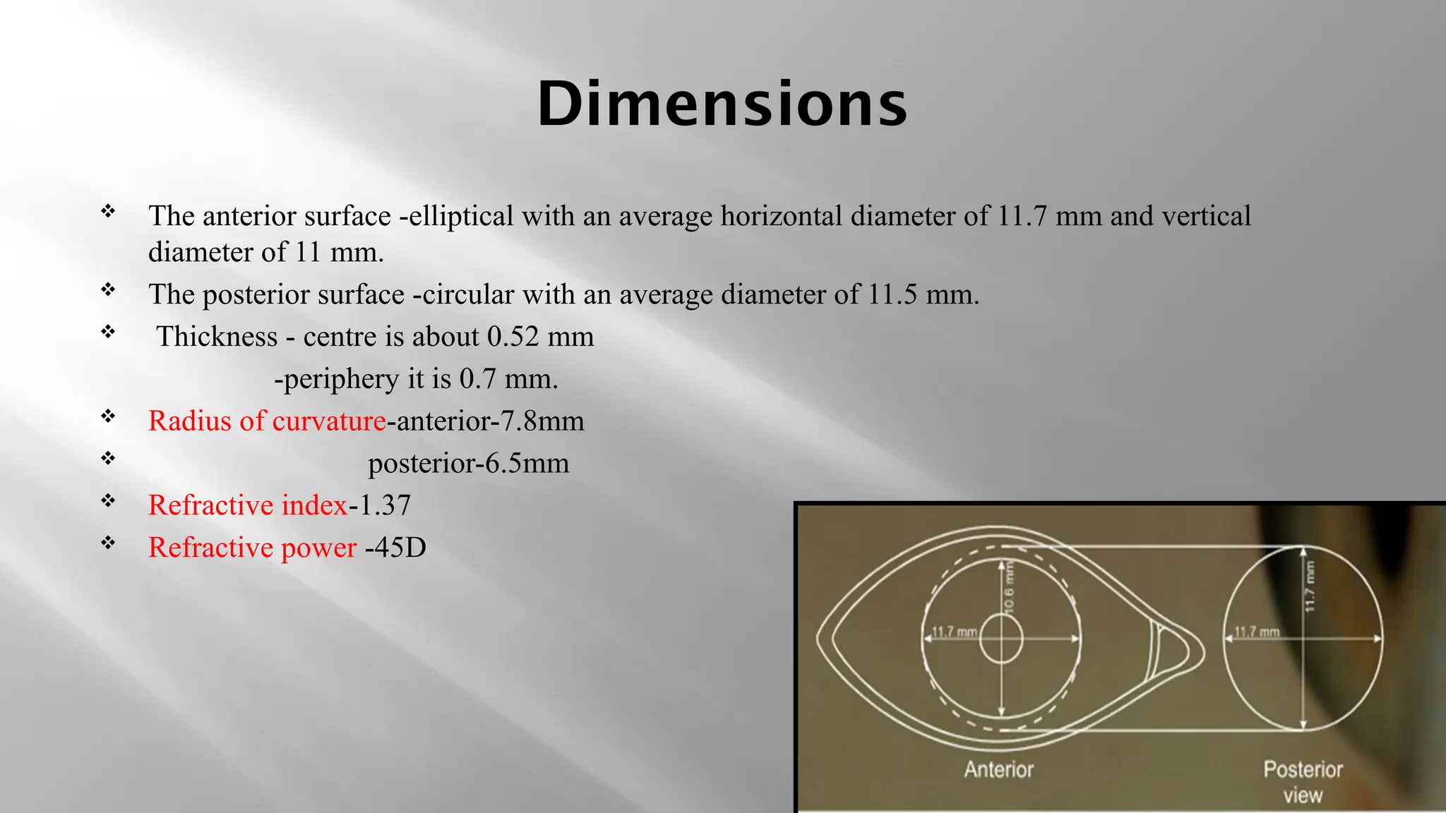 cornea.pptx applied anatomy, dimensions,layers, blood supply, nerve ...
