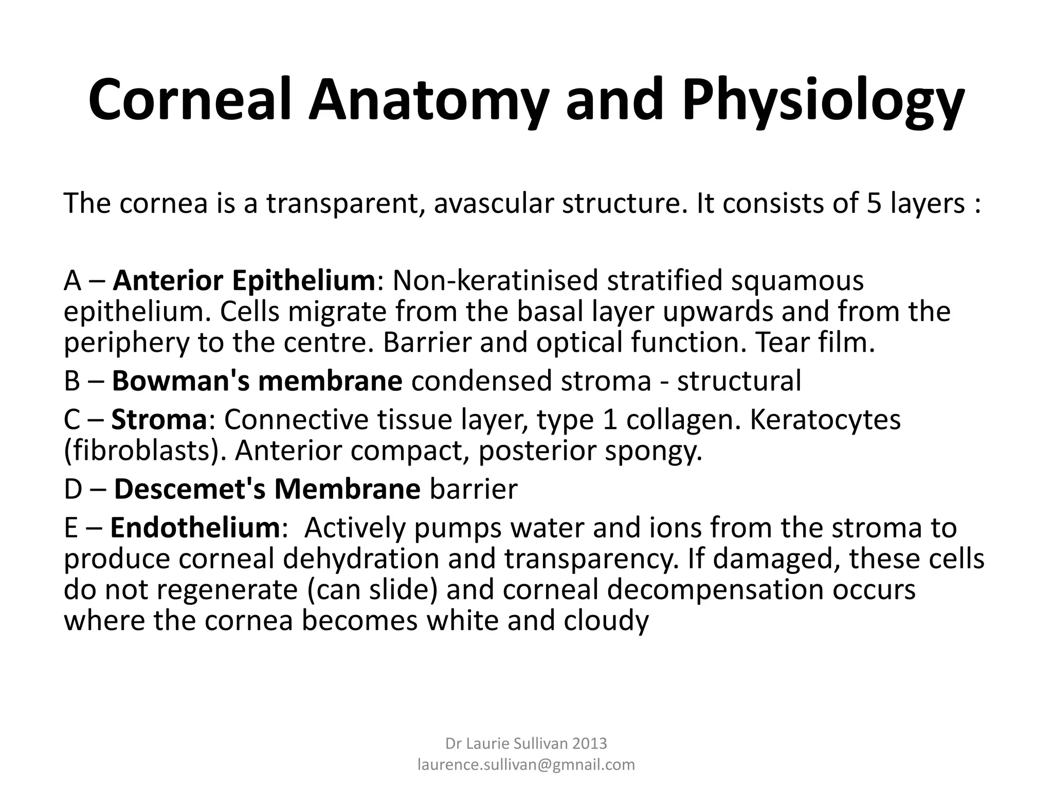 Cornea and ocular surface anatomy and physiology | PPTX