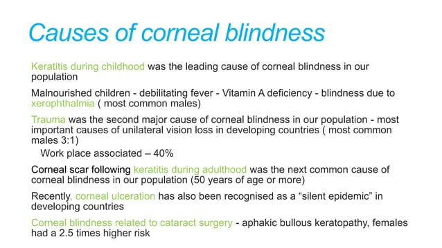 Corneal blindness in a southern indian population [autosaved] | PPTX ...
