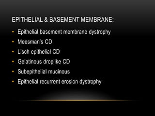 Corneal dystrophies | PPT