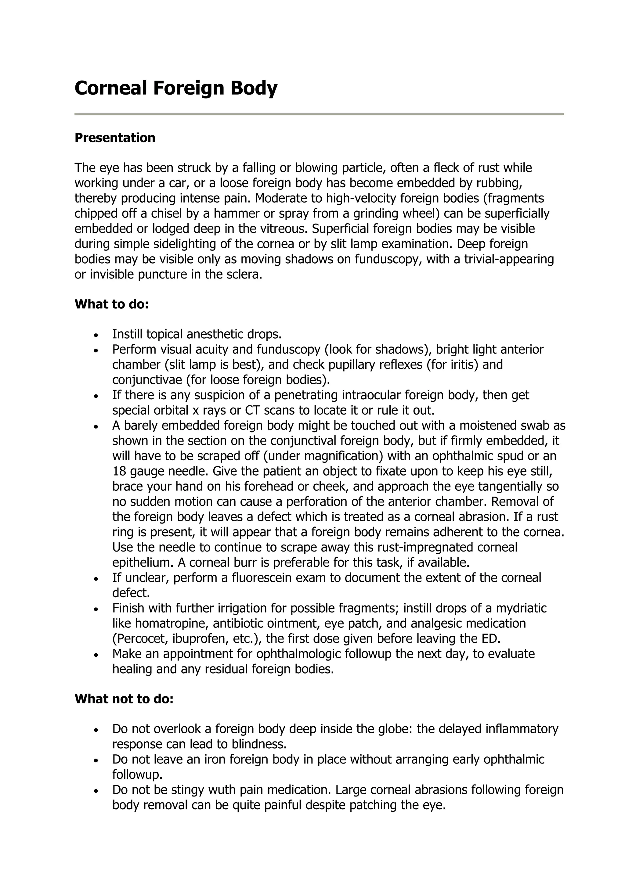 Corneal Foreign Body | DOC