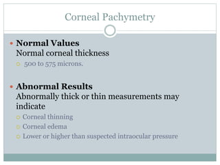Corneal pachymetry by ben okeeffe | PPTX