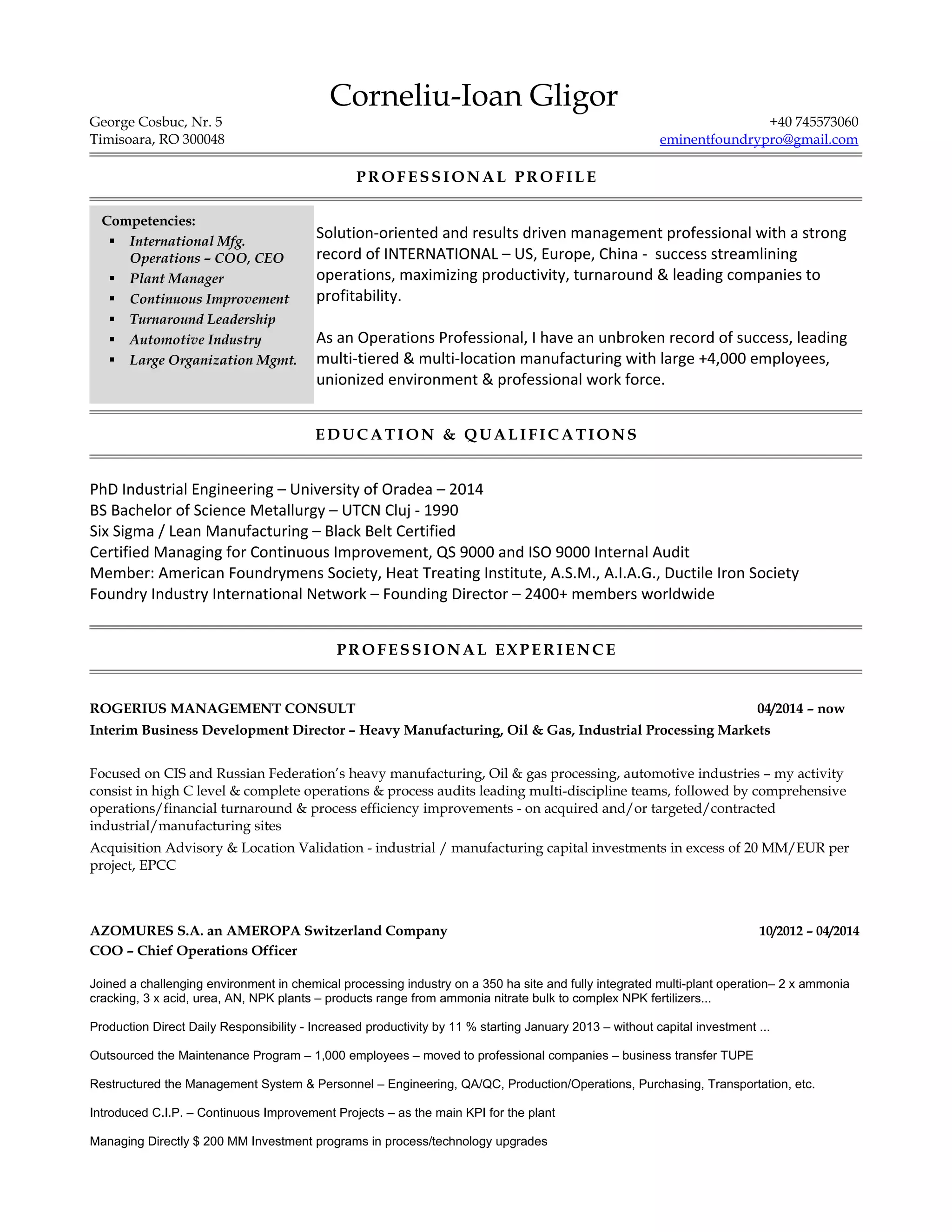 Corneliu ioan gligor - cv - rev 2 | DOC