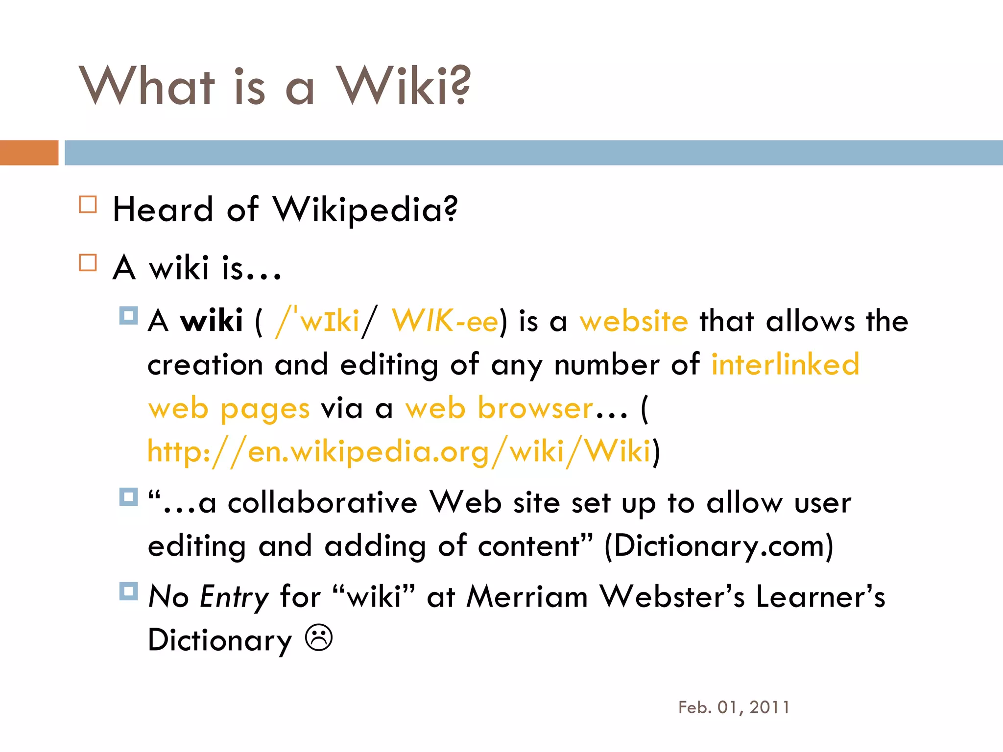 Wiki Technology in the Classroom | PPT