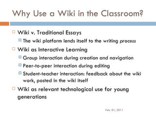 Wiki Technology in the Classroom | PPT