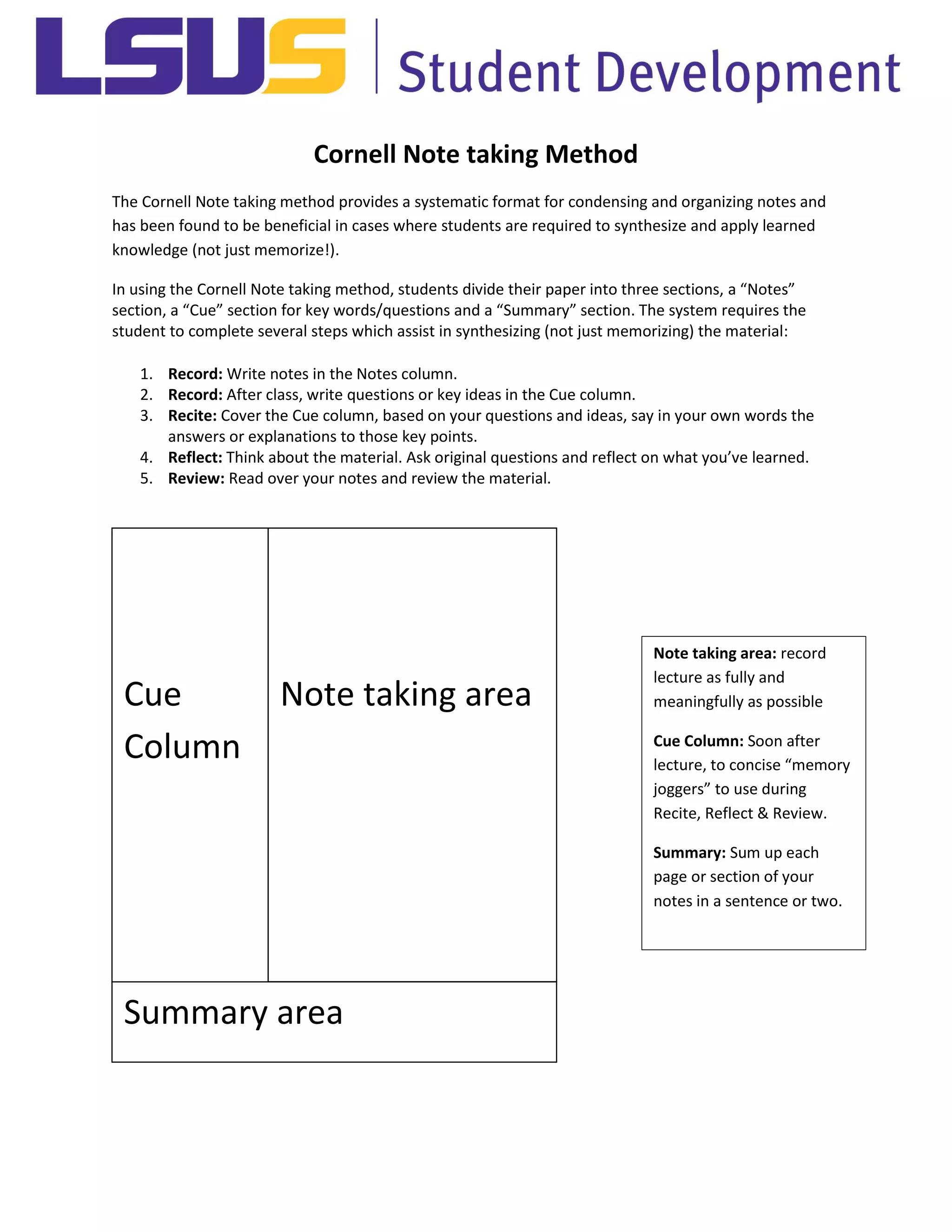 Cornell note taking method updated | PDF