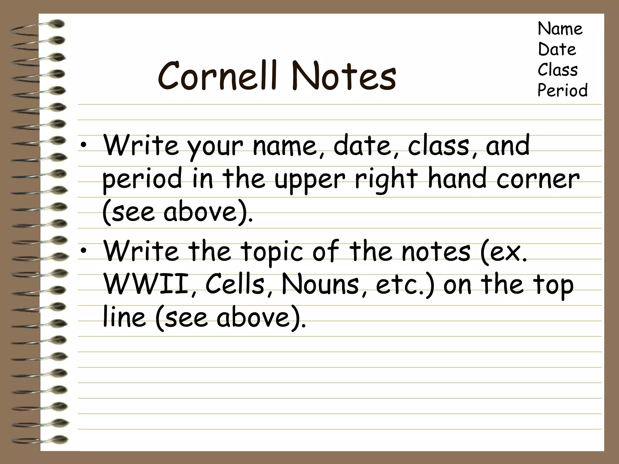 Cornell notes | PPT