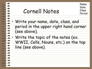 Cornell notes | PPT