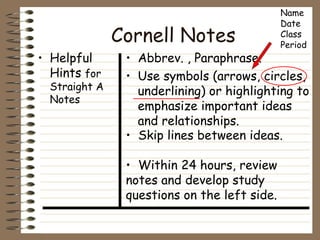 Cornell notes | PPT