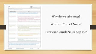 Introduction to Cornell Notes | PPTX | Education